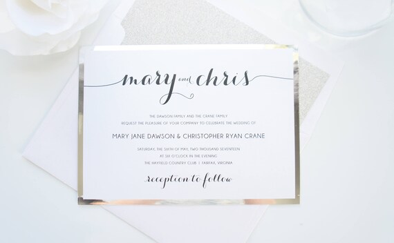 Silver Mirrored Wedding Invitation Silver Wedding - Etsy