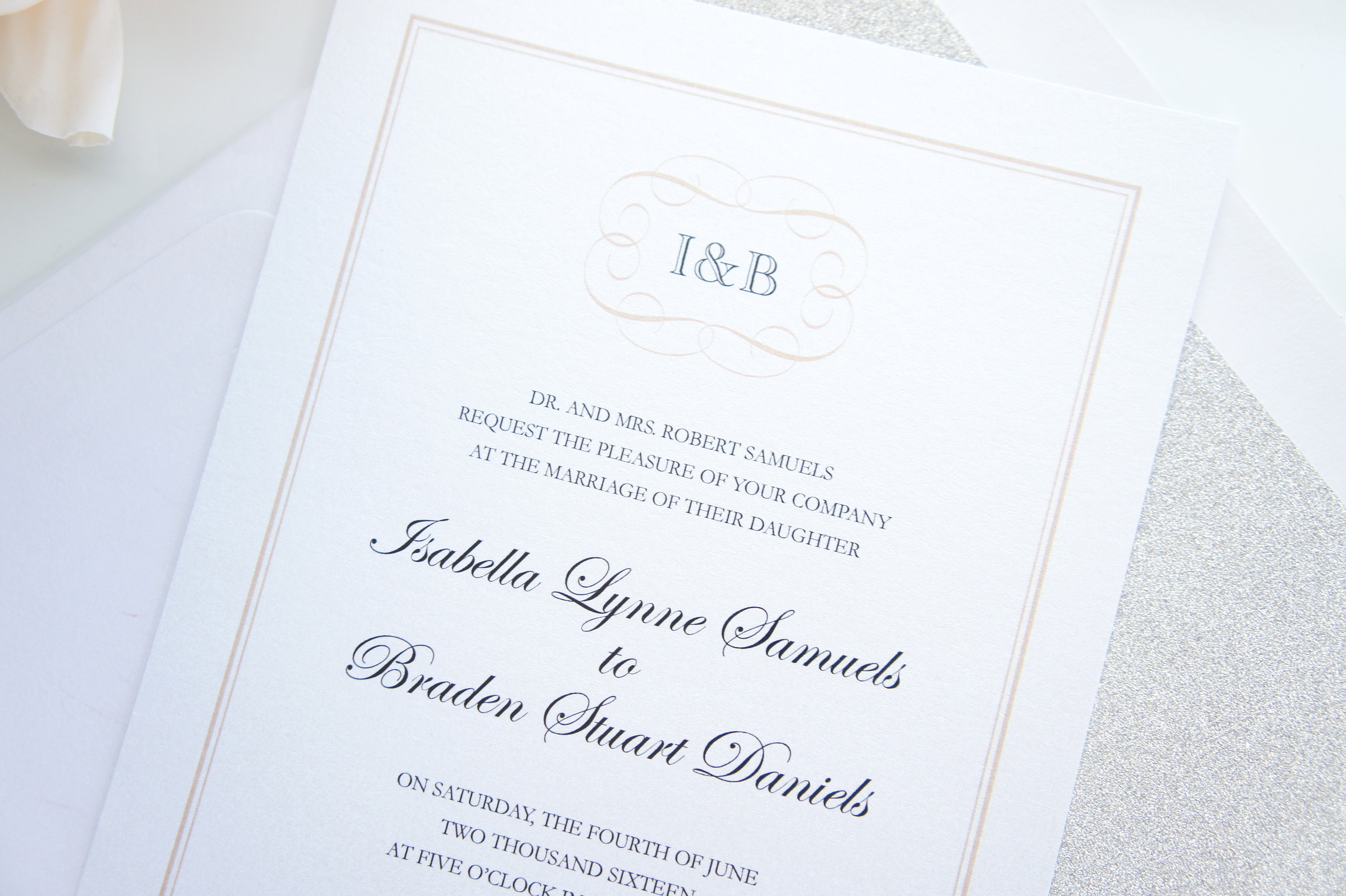 Champagne Wedding Invitation Elegant Wedding Invitations | Etsy