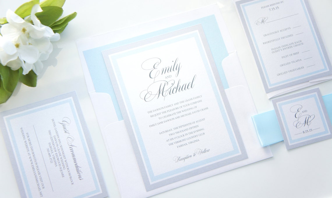 Light Blue Wedding Invitation Baby Blue Wedding Invitation | Etsy