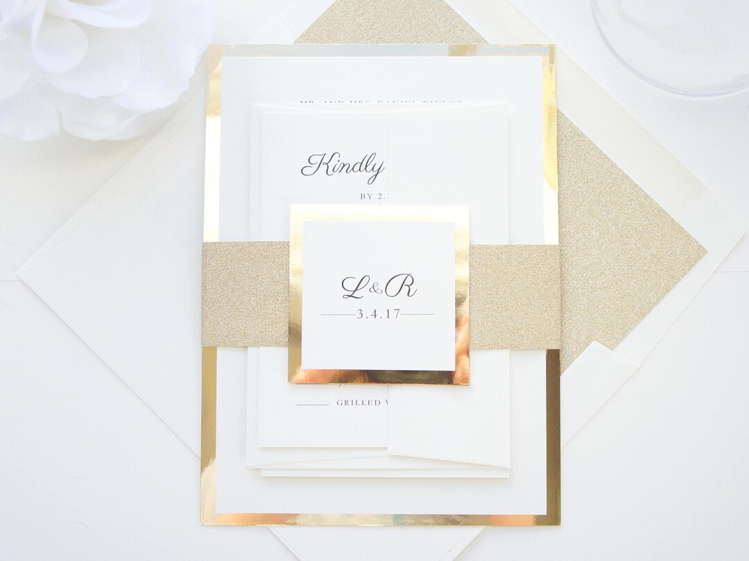 Luxury Wedding Invitation Suite, Elegant Gold Invitations, Glitter ...