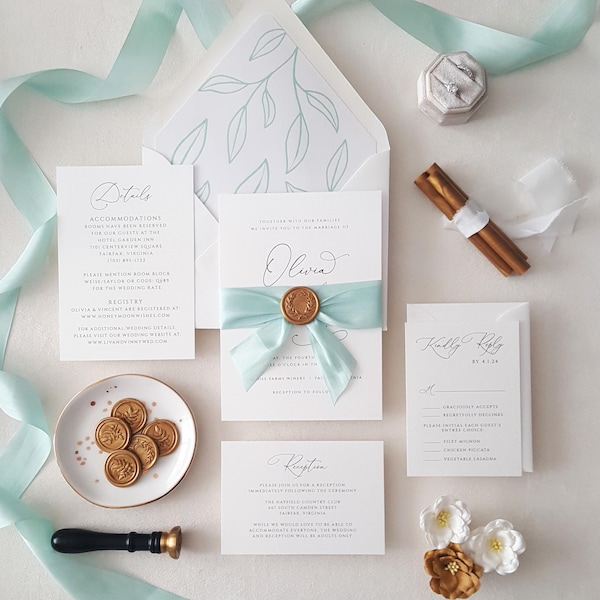 Mint Invitation - Etsy