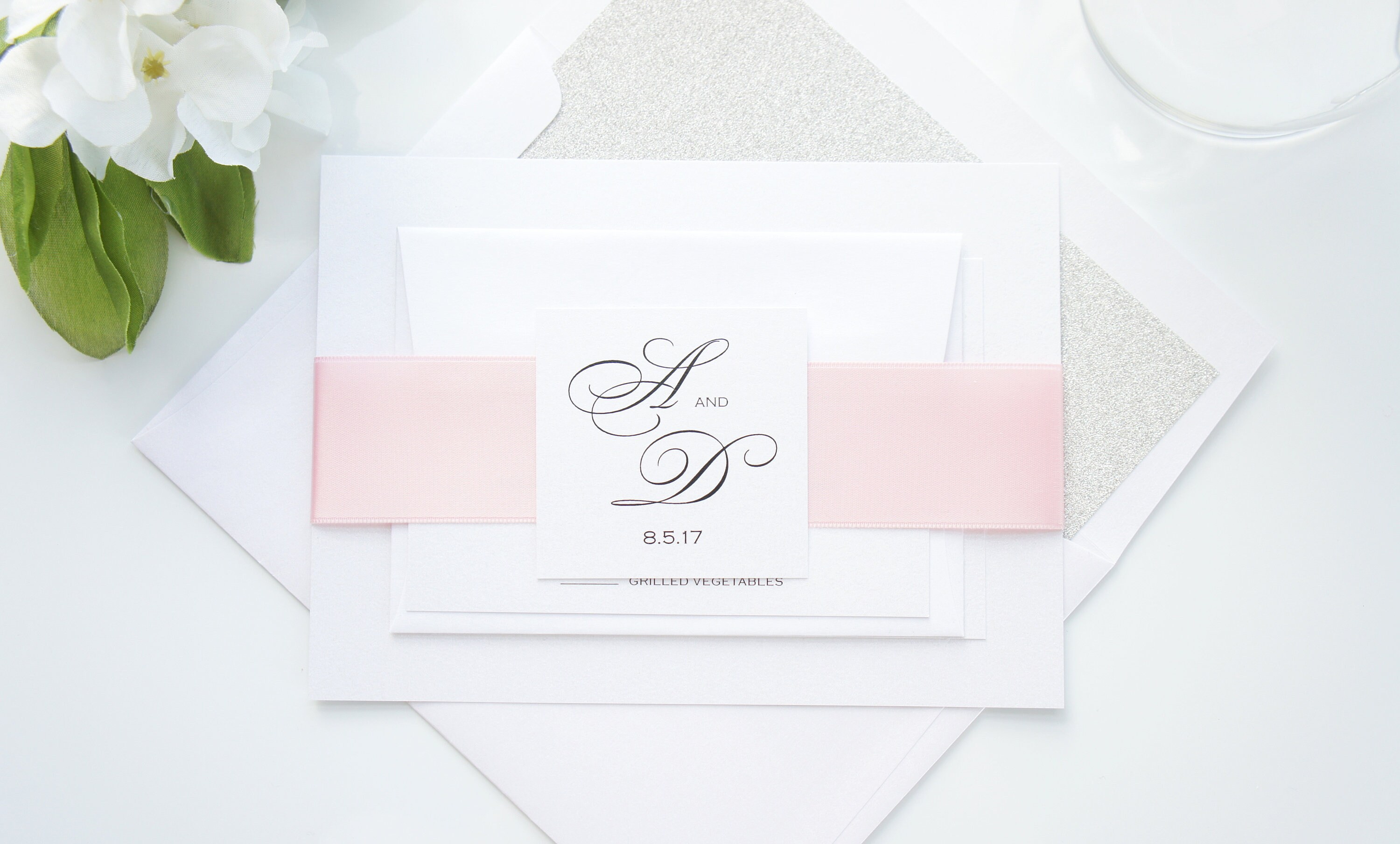 Pink and Gray Wedding Invitation Elegant Pink Wedding - Etsy UK