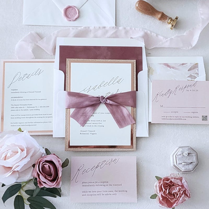 Mauve Wedding Invitation - Etsy