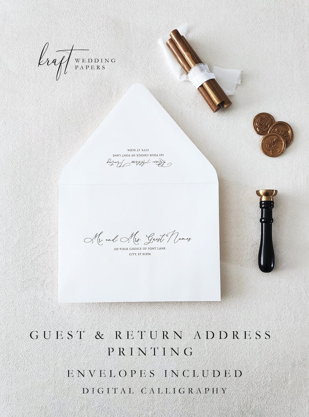 Wedding Invitation Envelope Printing: Guest & Return Address, Digital ...