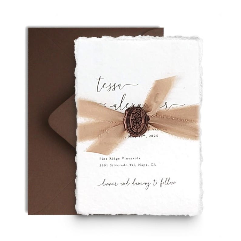 Bronze and Beige Wedding Invitation Suite | Cotton Rag Paper, Silk ...
