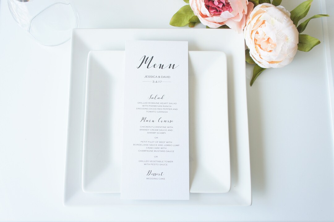 Modern Script Wedding Menus, Printed Menu Cards - DEPOSIT - Etsy