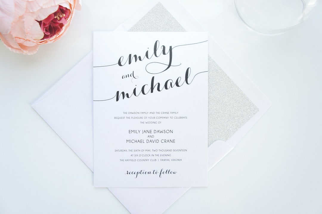 Modern Script Wedding Invitations, Invitation Suite, Calligraphy ...
