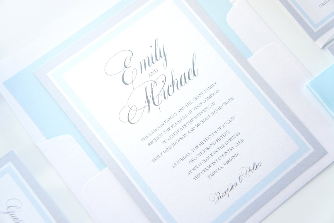 Light Blue Wedding Invitation Baby Blue Wedding Invitation | Etsy
