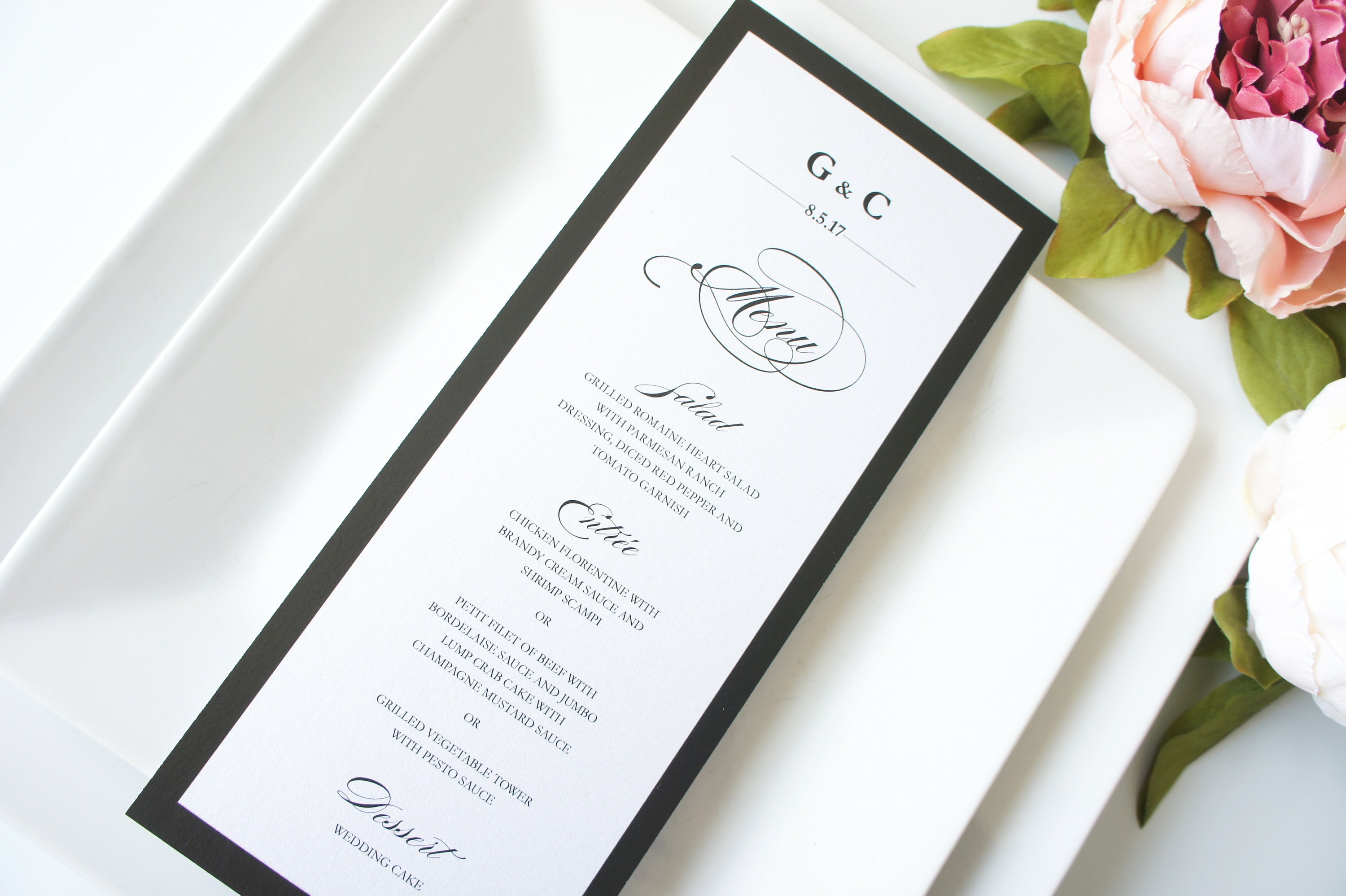 Black and White Wedding Menu Cards - DEPOSIT - Etsy