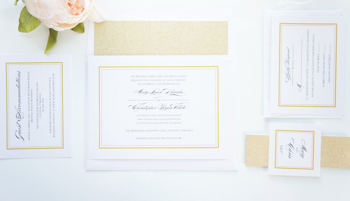 Traditional Wedding Invitation Gold Wedding Invitations - Etsy