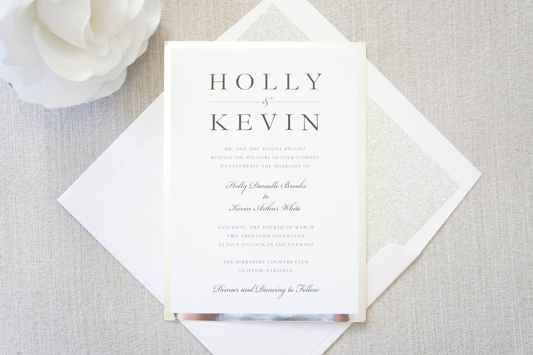 Silver Glitter Wedding Invitation Suite: Glamorous Invitations With ...