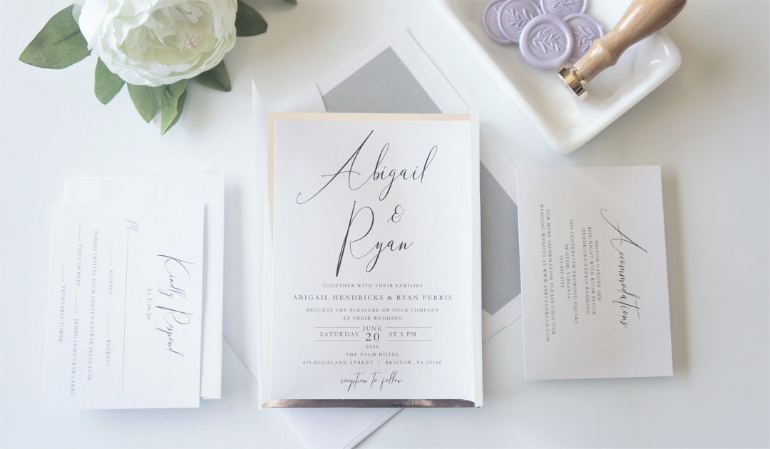 Lavender and Silver Wedding Invitations, Purple and Gray Invite Suite ...