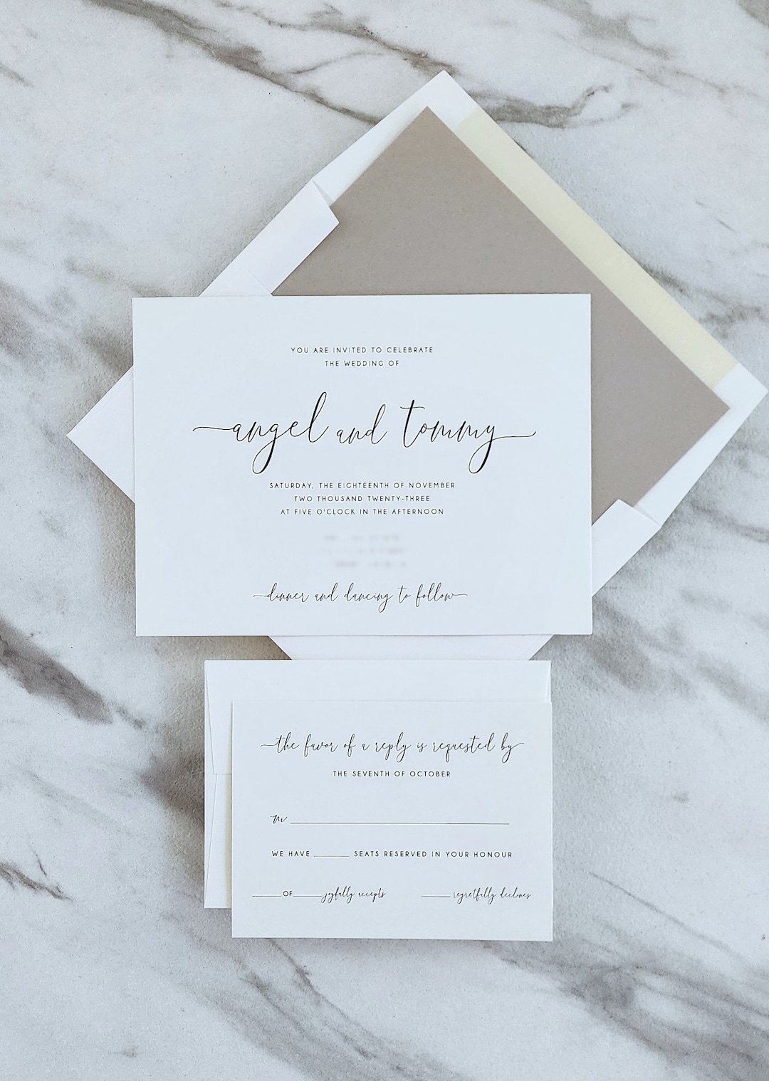 Traditional Beige Wedding Invitations, Formal Wedding Invitation Set ...