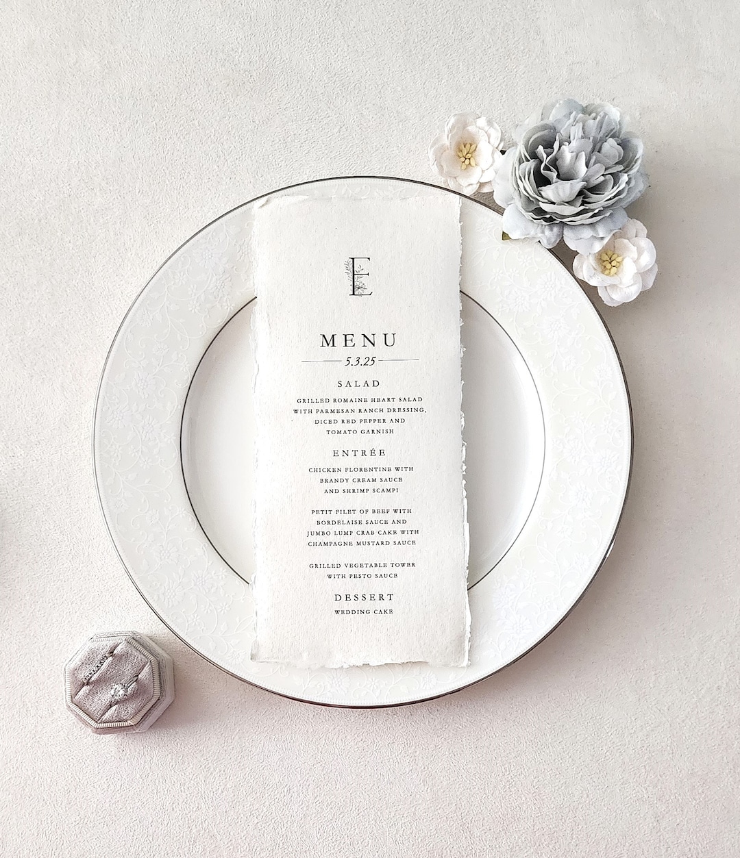 Letter Monogram Wedding Menu Cards, Elegant Dinner Menus Printed on ...