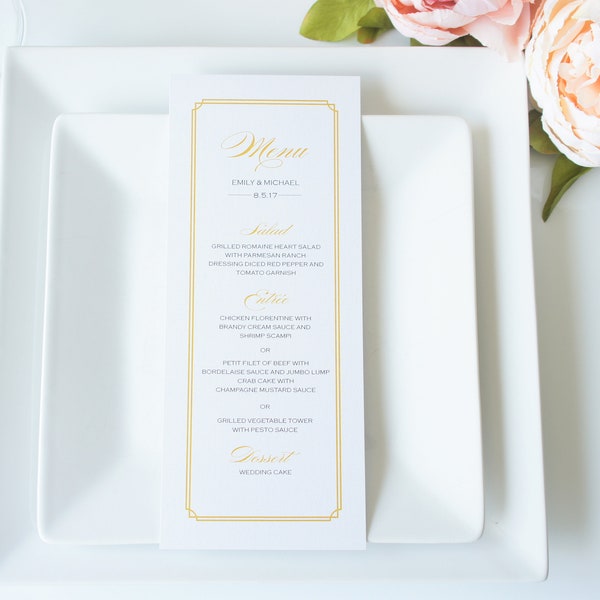 Gold Wedding Menu - Etsy
