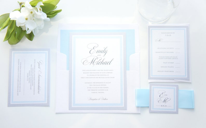 Light Blue Wedding Invitation Baby Blue Wedding Invitation | Etsy