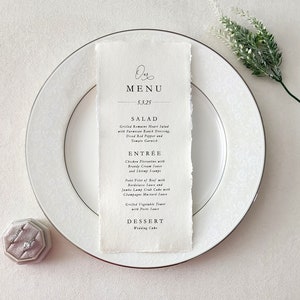 Formal Wedding Menu Cards, Elegant Dinner Menus Printed on Deckled ...