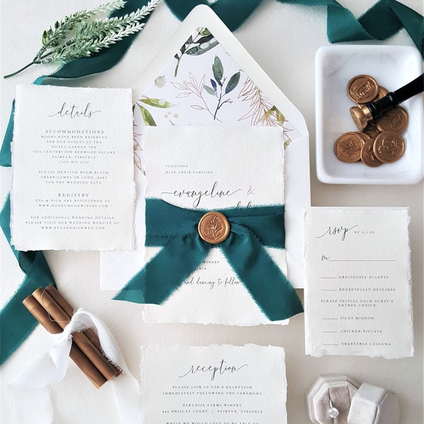 Emerald Green Wedding Invitation Sample - Etsy