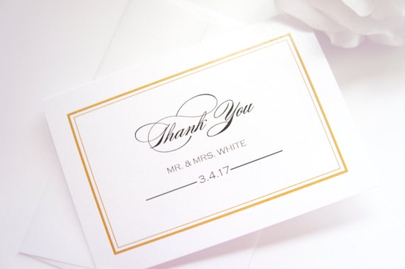 Personalized Thank You Cards Custom Thank You Cards Gold | Etsy