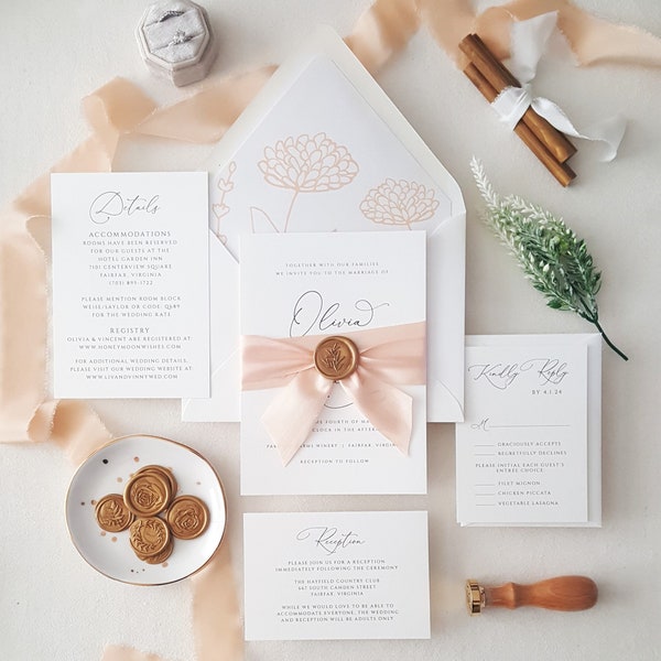 Champagne Wedding Invitation - Etsy