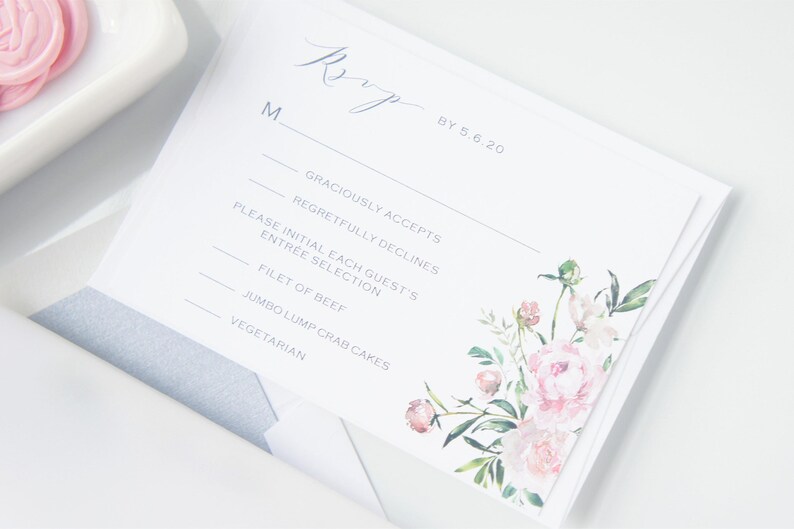 Blush and Green Floral Invitation Suite, Botanical Flower Invites ...