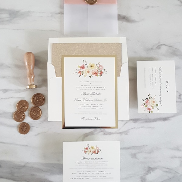 Blush Wedding Invite - Etsy
