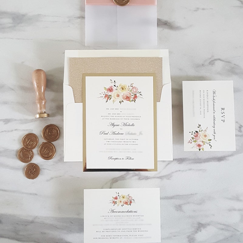 Blush Wedding Invite - Etsy