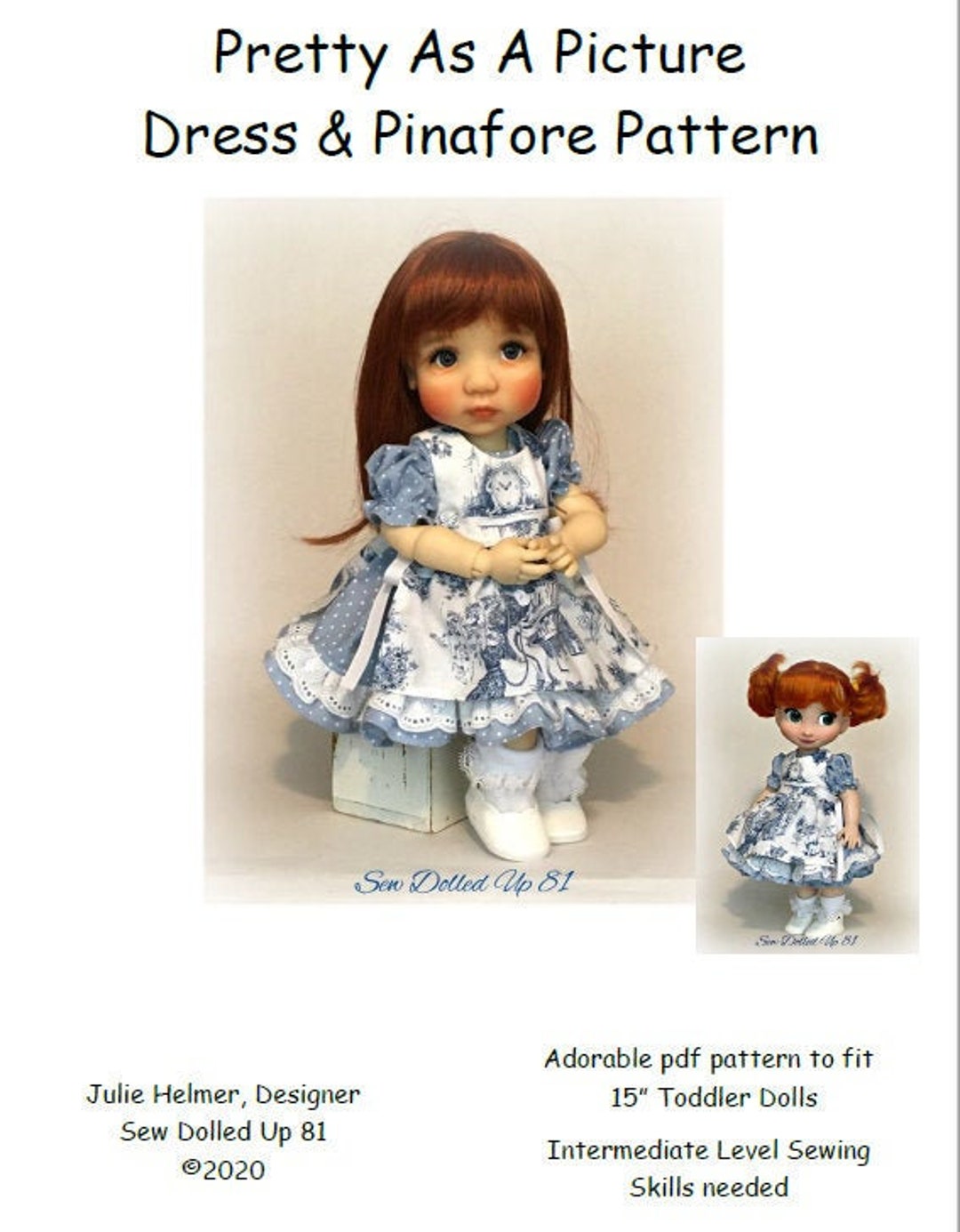 Pretty as A Picture Dress & Pinafore PATTERN 15" Toddler Dolls - Etsy
