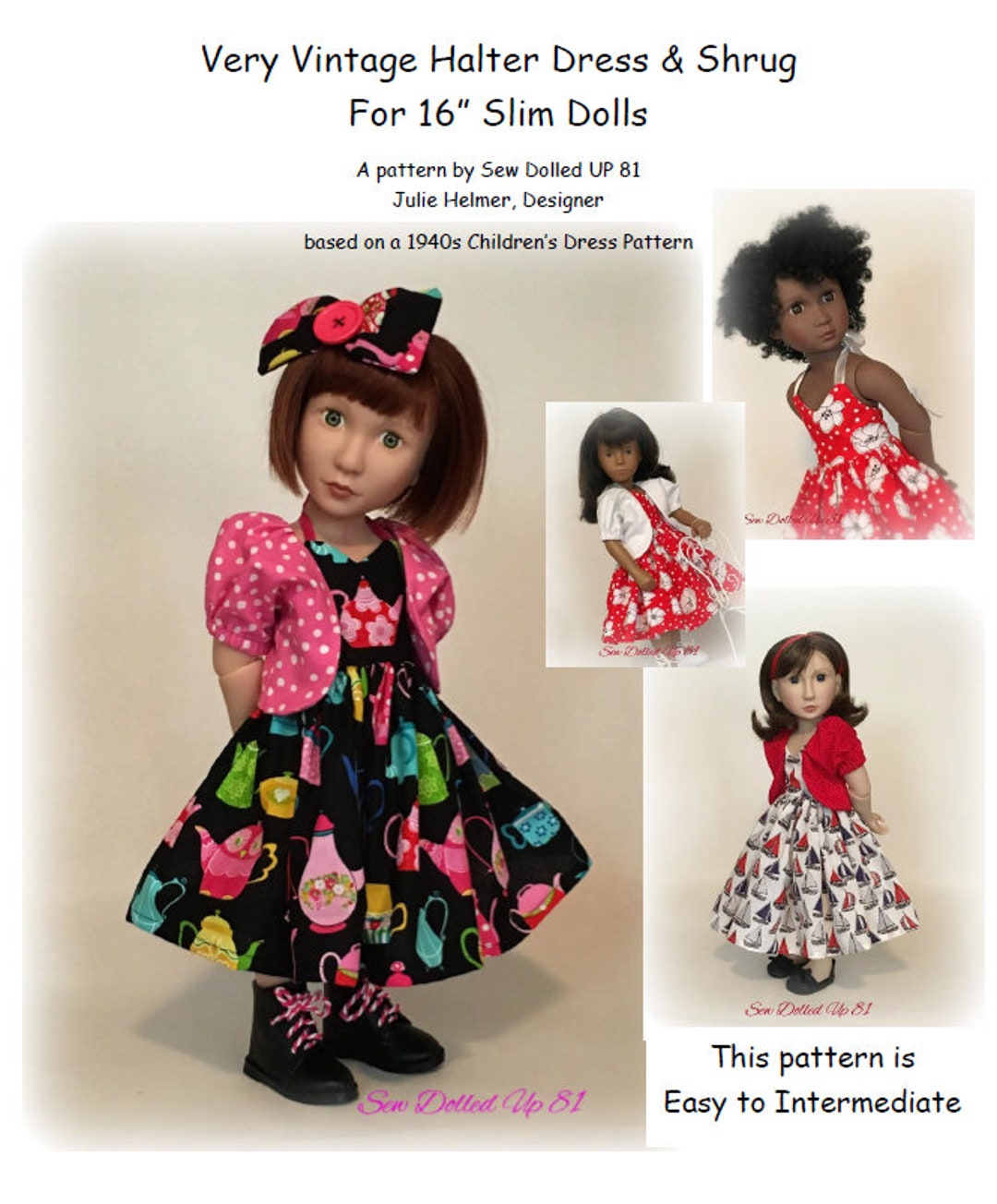 Very Vintage Halter Dress & Shrug PATTERN to Fit 16" Slim Dolls - Etsy