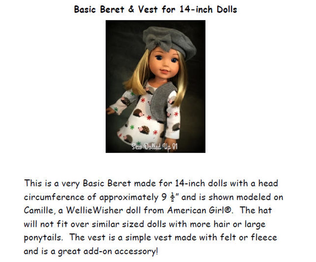 Basic Beret and Vest PATTERN for 14" Dolls - Etsy
