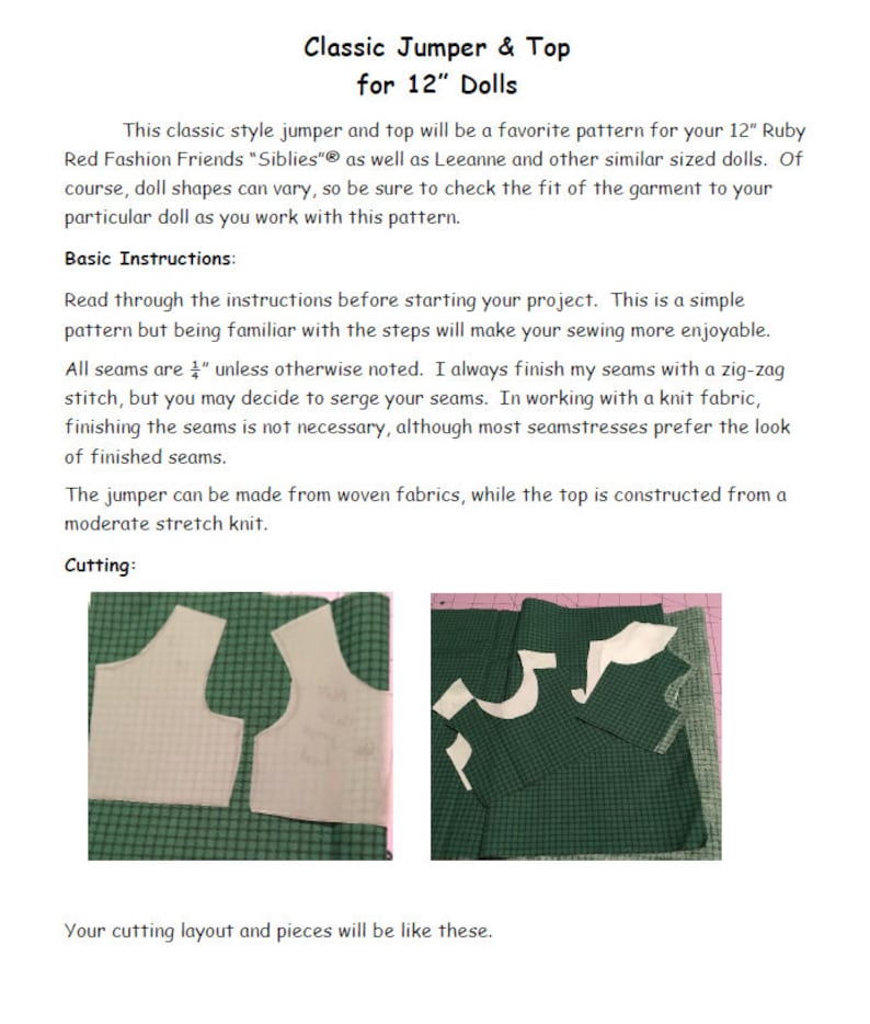 Classic Jumper PATTERN for 12" Siblies - Etsy
