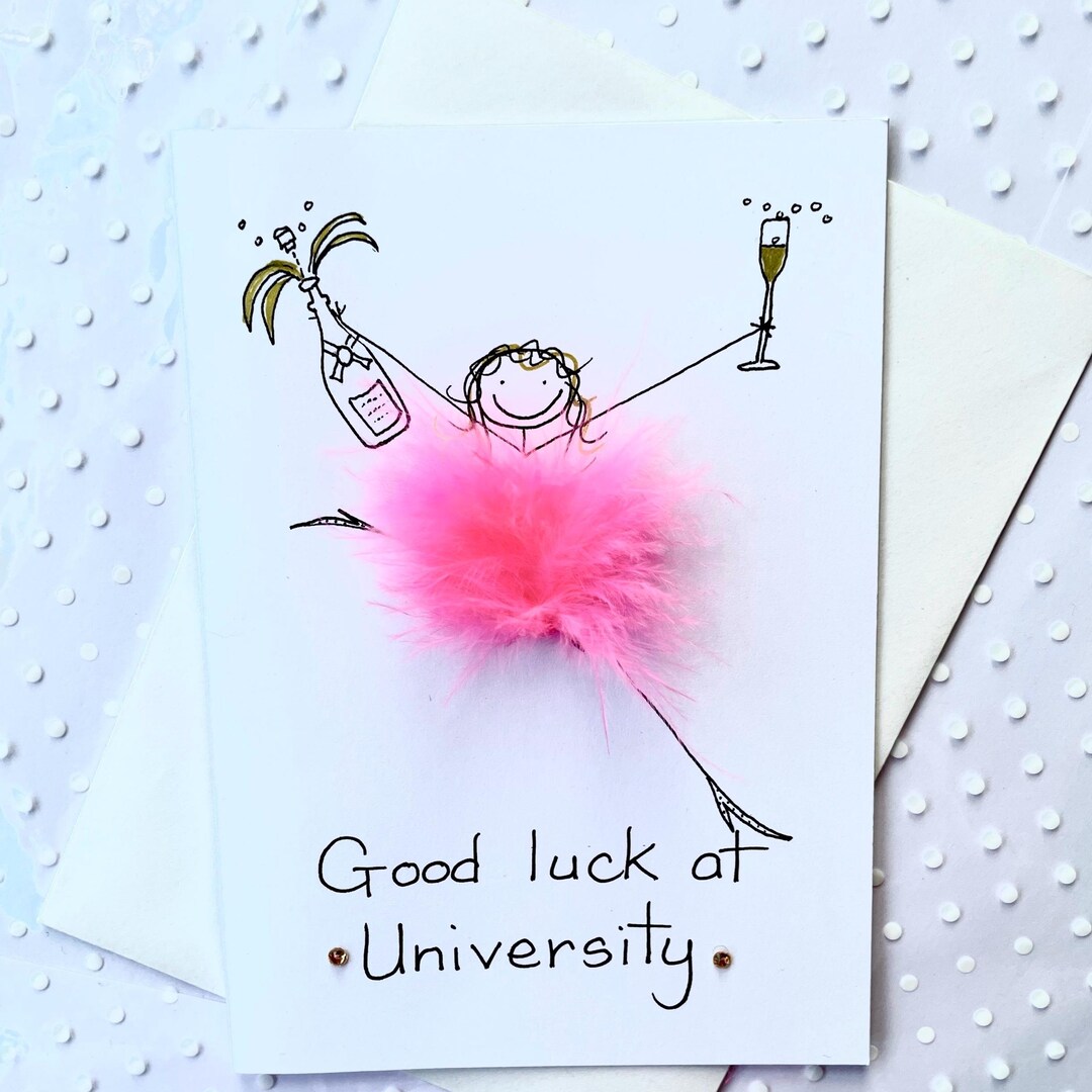 Personalised 3D Good Luck at University Card Fun, Happy, Fluffy. + Gift ...