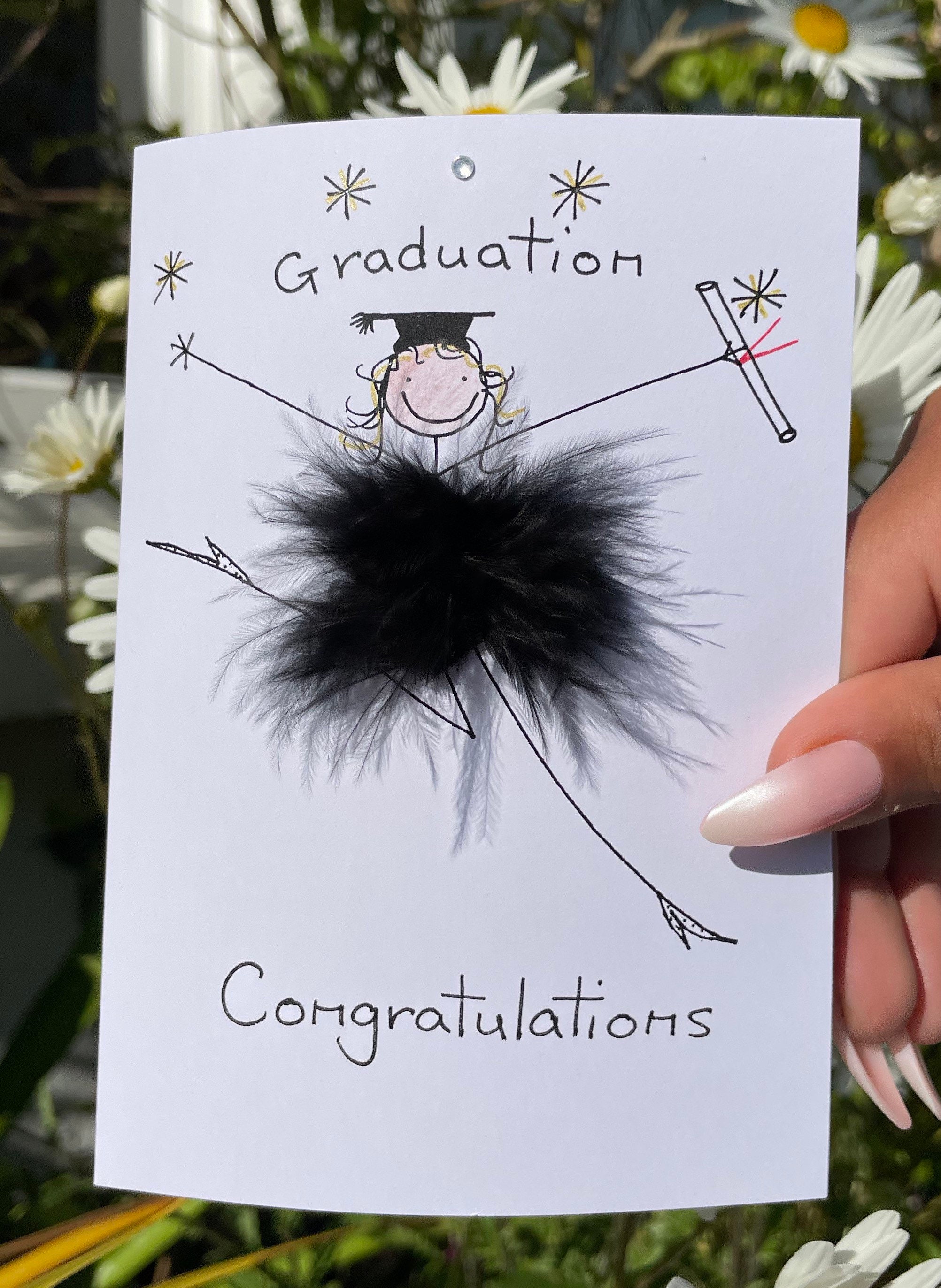 Graduation Card for Her Handmade Personalised Fun Fluffy - Etsy