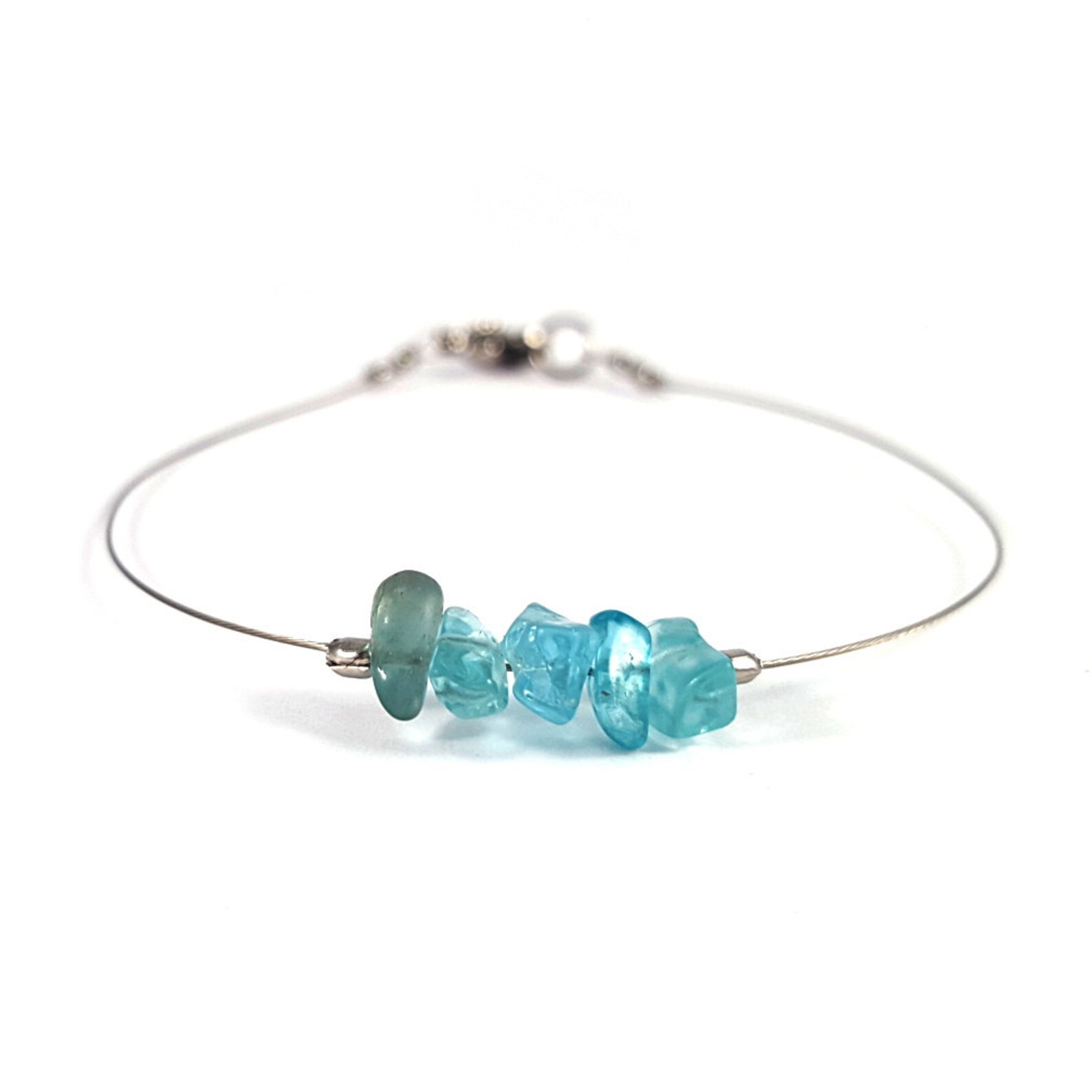 Dainty bracelet blue apatite jewelry silver bracelet | Etsy