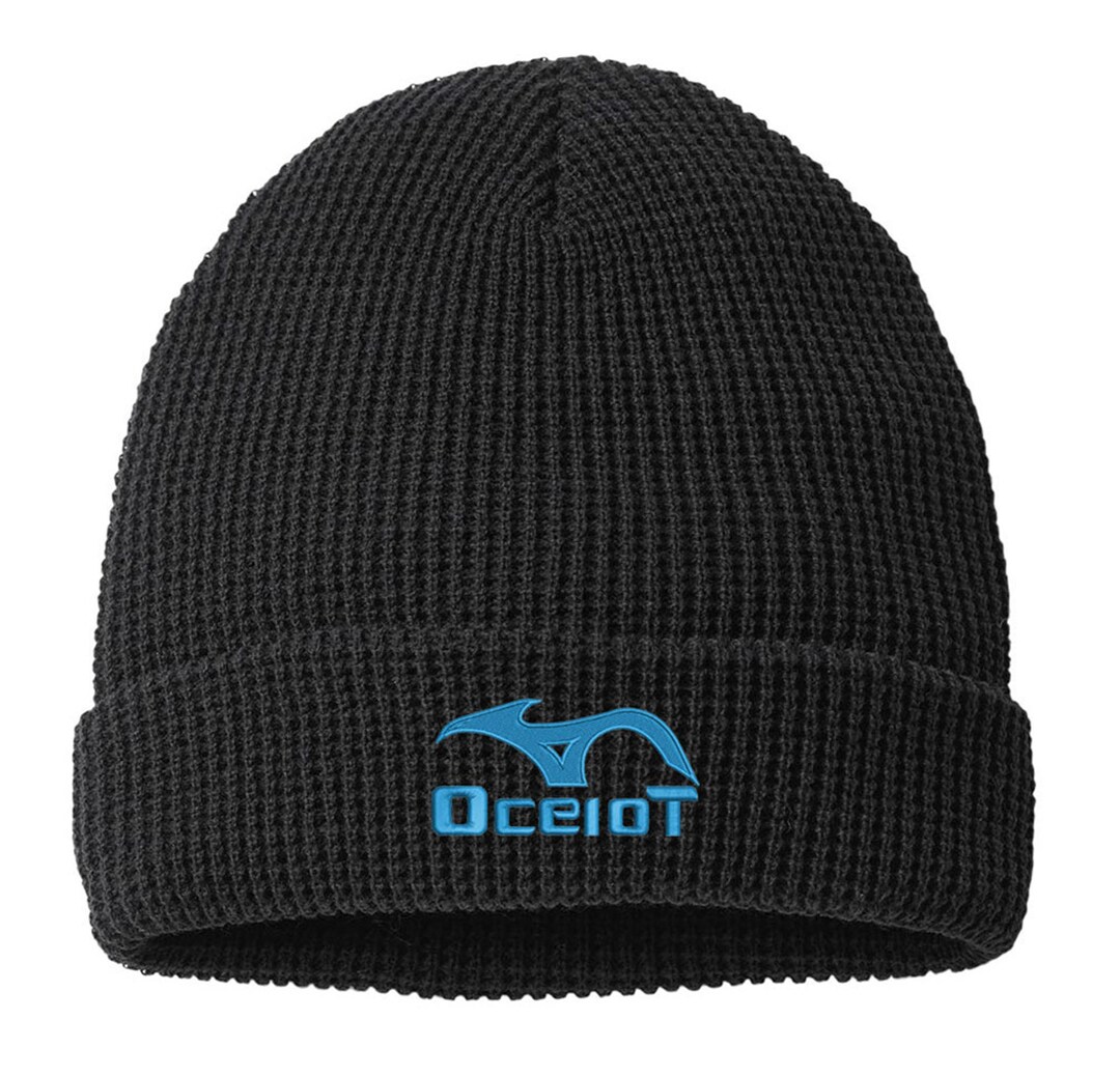 Ocelot Beanie Winter Hats - Black With Deep Turquoise - Etsy