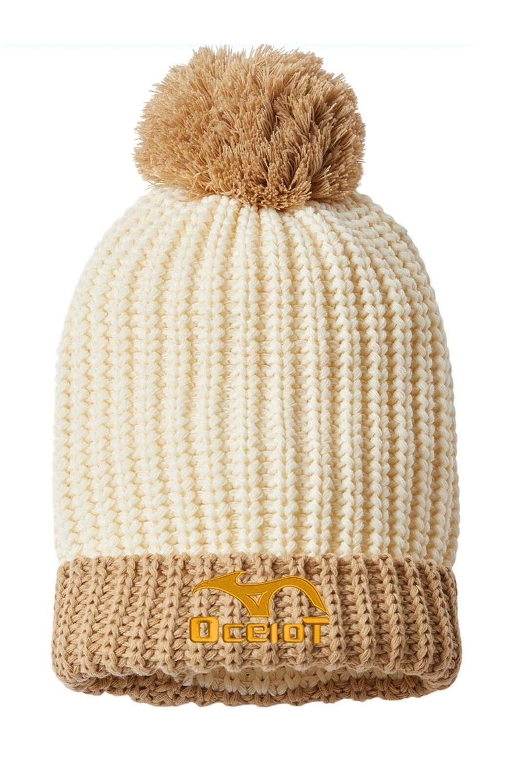 Ocelot Winter Hats With Pom - Cream and Mocha - Etsy