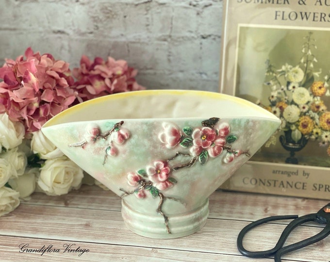 A Pretty Vintage Sylvac Large Majolica Pink Apple Blossom, Trough Vase ...