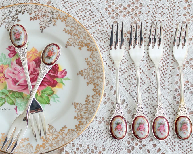 A Pretty Set of Six Vintage Silver Plate Cake Forks Pink - Etsy