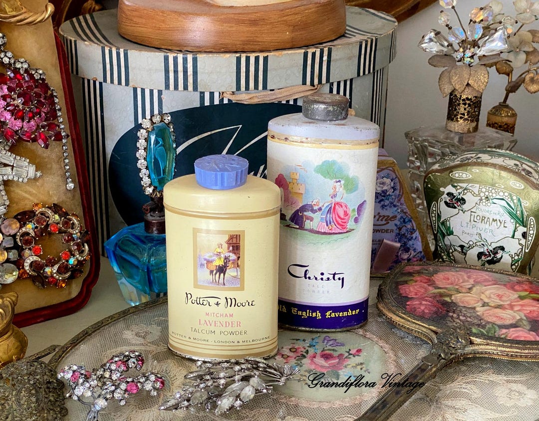 PAIR of Vintage Talcum Powder Tins, 1950s, Dressing Table Decor ...