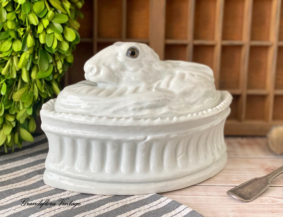 Antique French Pillivuyt Rabbit Hare Terrine Dish, Pate, White ...