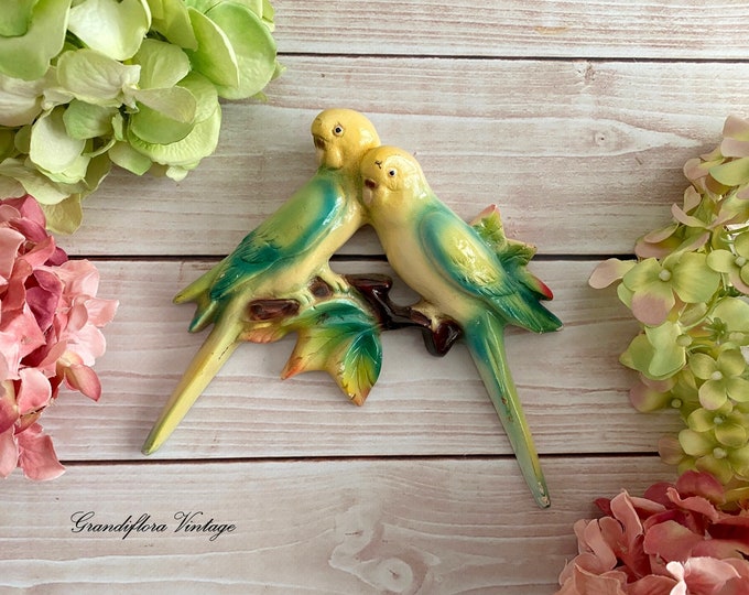 A Whimsical Vintage 1950s Chalkware Wall Plaque, Pair of Parrots ...