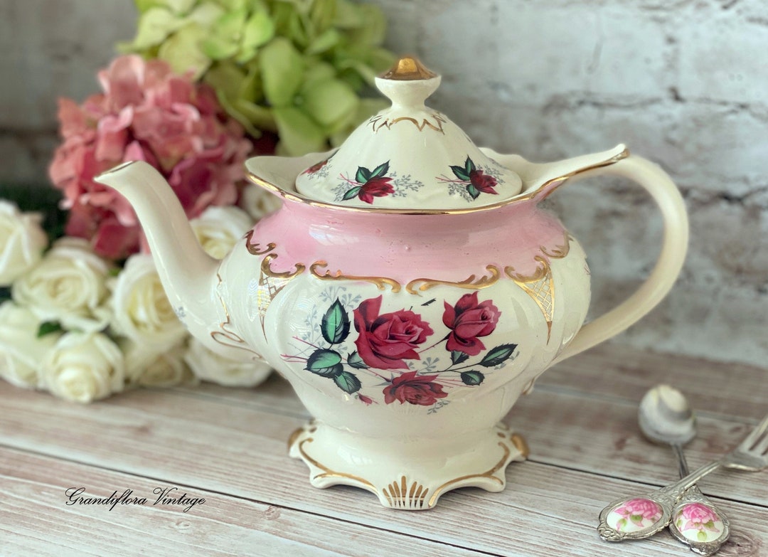 Vintage Sadler England Pink Roses Teapot, Full Size, Bridal Shower ...