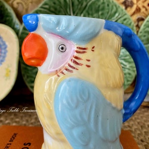 A Cute Vintage 1930s Bird Parrot Cockatoo Jug, Majolica Style Small ...
