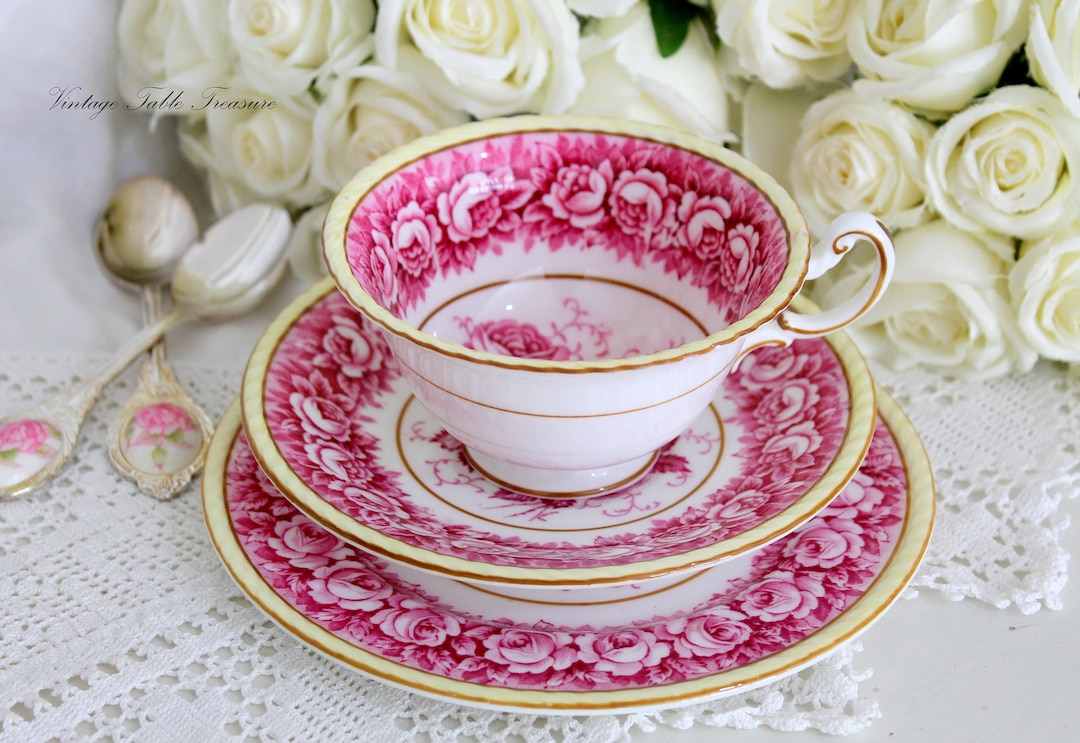 Vintage Paragon Pink Roses Tea Cup Cabinet Trio Set, Teacup, Saucer AND ...