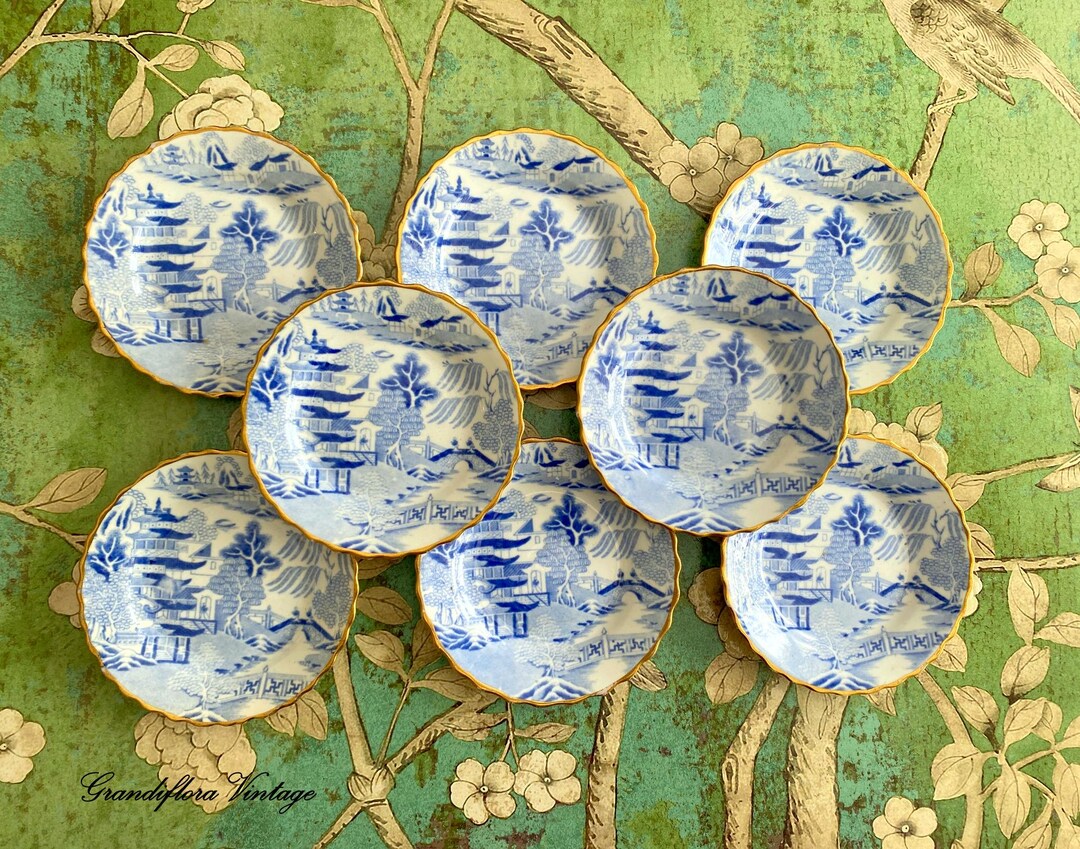 Rare Set of Eight Antique 1815 Samuel & John Rathbone Blue Willow ...
