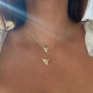 Turquoise Shark Tooth Gold Necklace // Waterproof Gold Shark Tooth ...