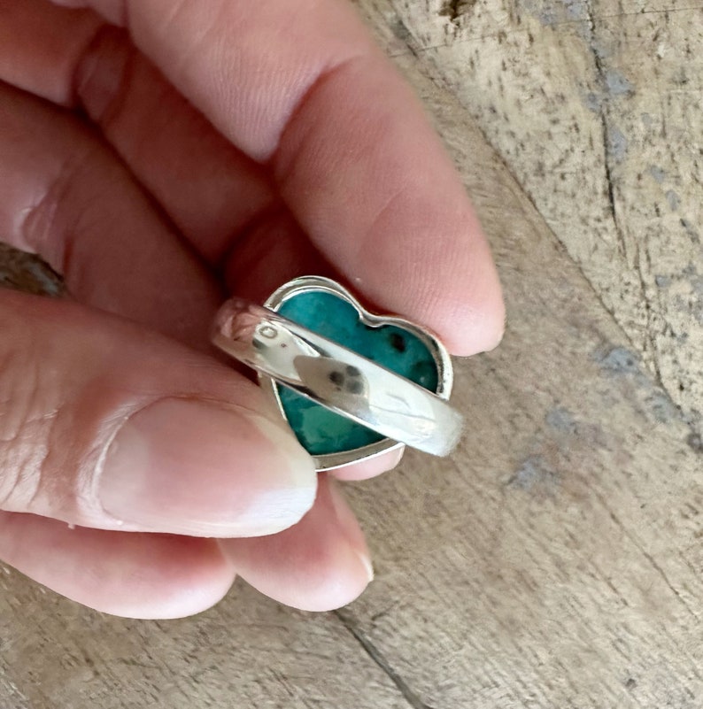 Turquoise Silver Heart Ring // Turquoise Heart Ring // Heart Ring ...