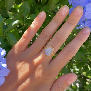 Selenite Gold Ring // Selenite Ring // Selenite Oval Ring // - Etsy
