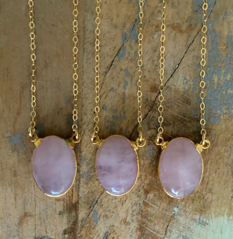Rose Quartz Necklace // Rose Quartz Gold Necklace // Rose | Etsy