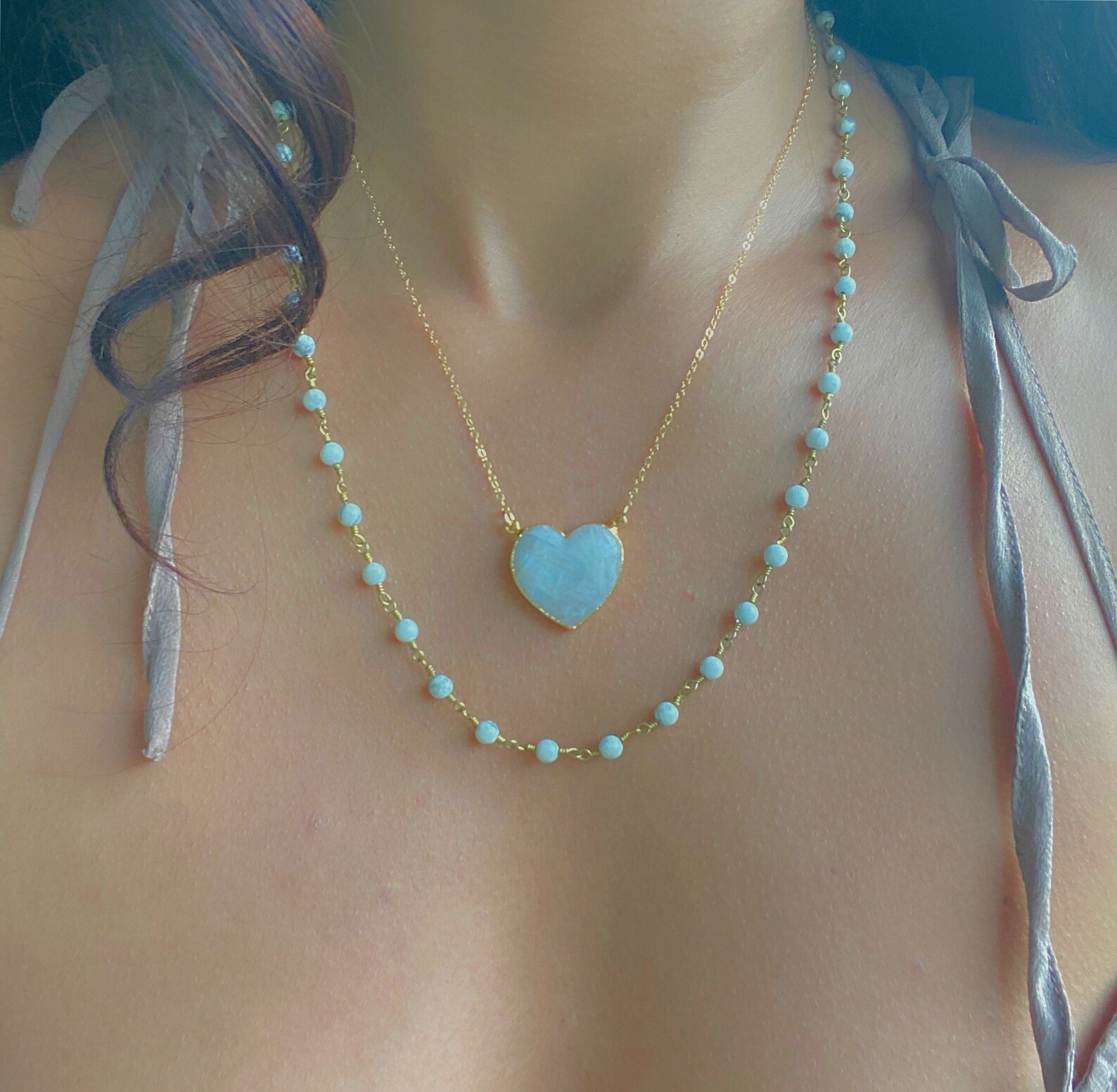 Moonstone Heart Gold Necklace // Moonstone Pendant Necklace // - Etsy